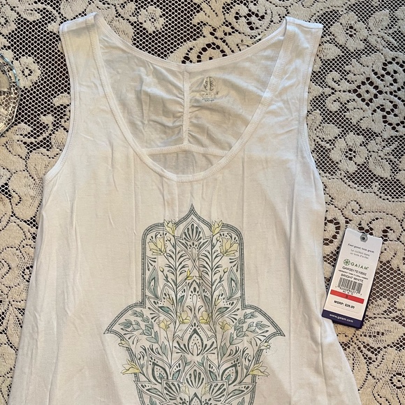 GAIAM | Tops | Gaiam Harmony Tank Floral Hamsa In Bright White Small ...